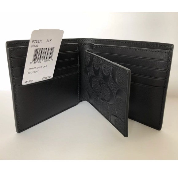 Coach | Bags | Nwt Coach Mens Signature Embossed Black Wallet | Poshmark